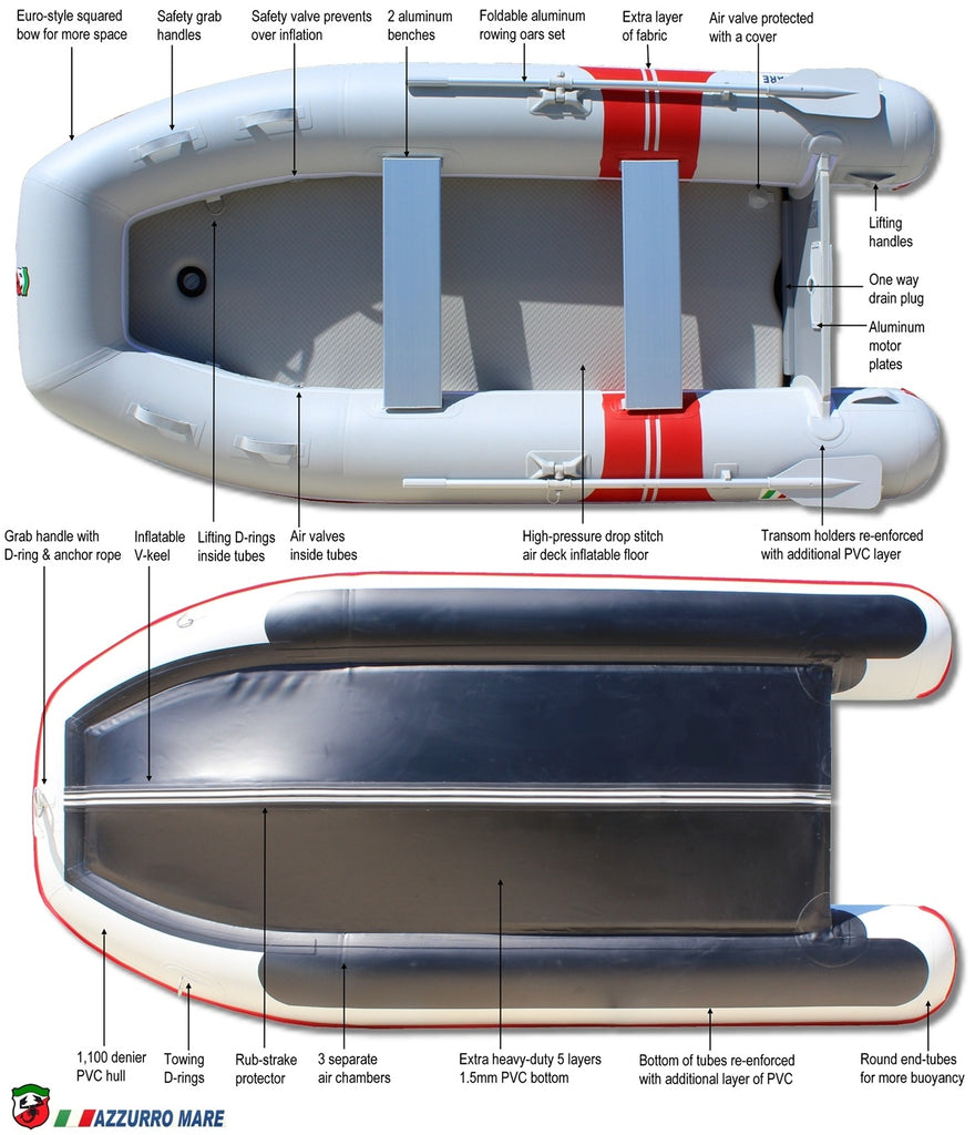 Inflatable Boats | 11 ft Azzurro Mare Inflatable Boats AM330 ...